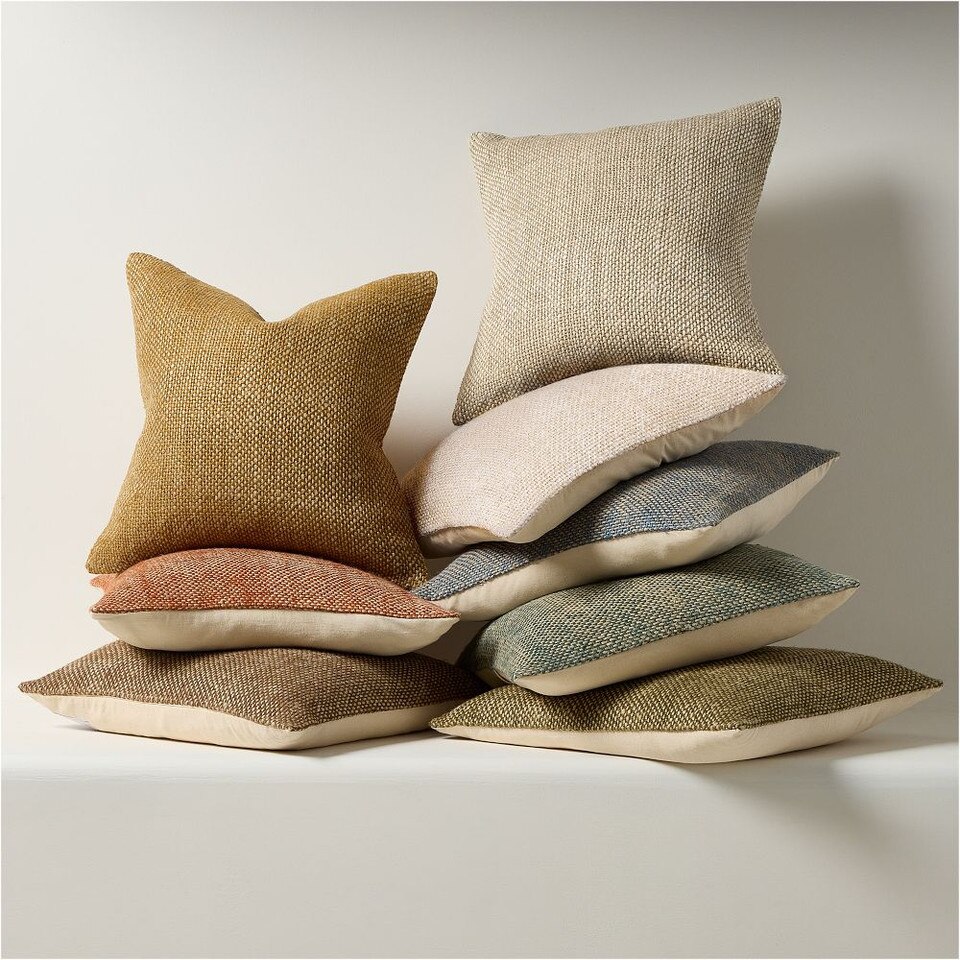 Two Tone Chunky Linen Cushion Cover | West Elm UK